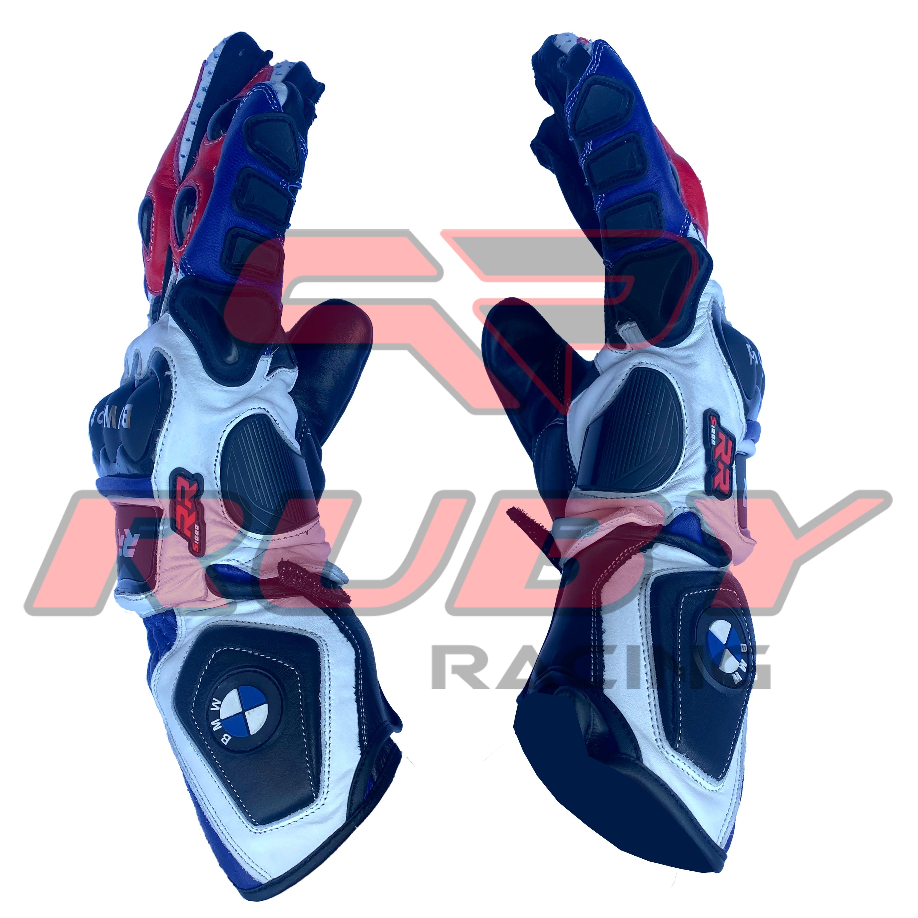 Ruby Racing BMW Motorrad Leather Motorbike Racing Gloves