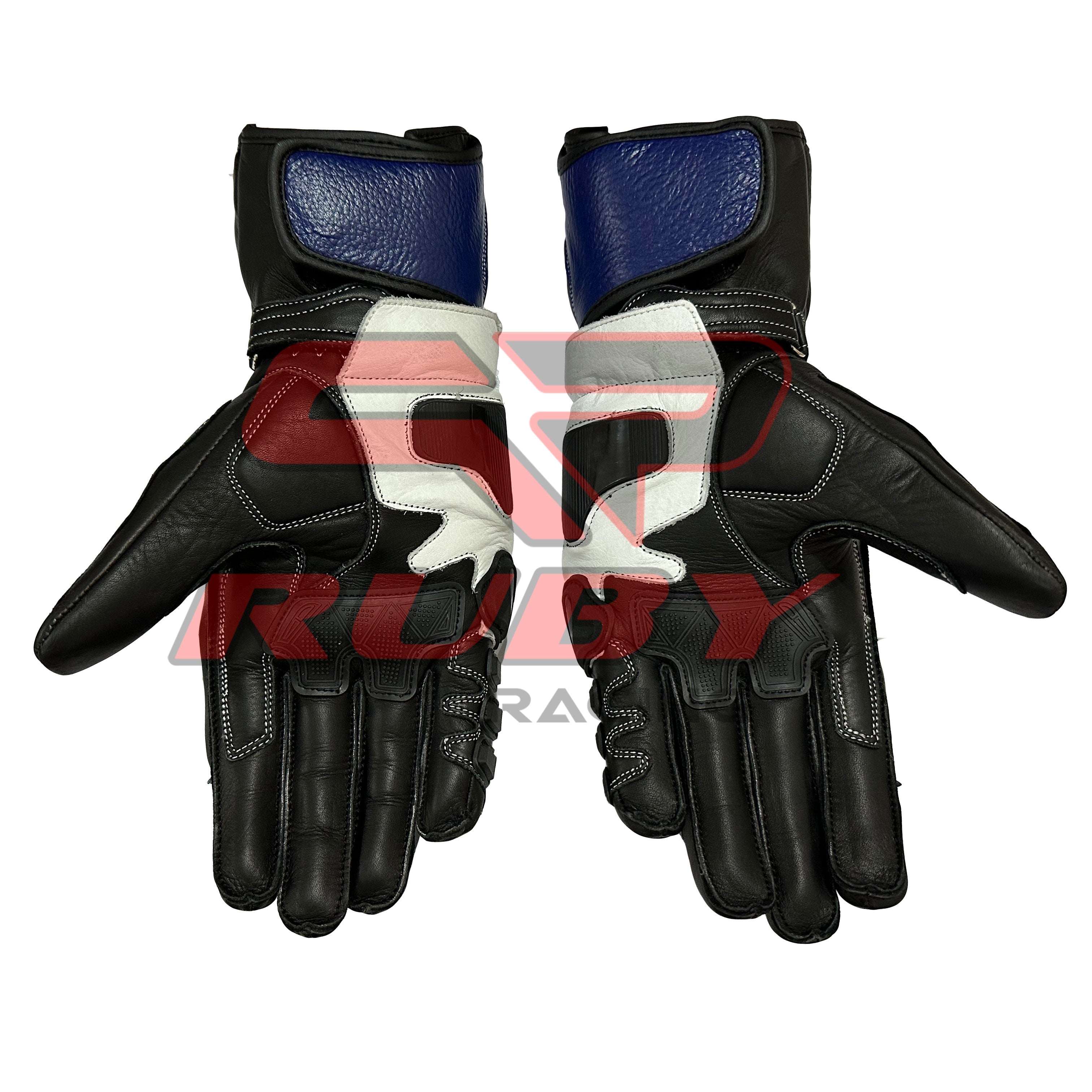 Ruby Racing Yamaha Men Motorcycle Leather Racing Gloves