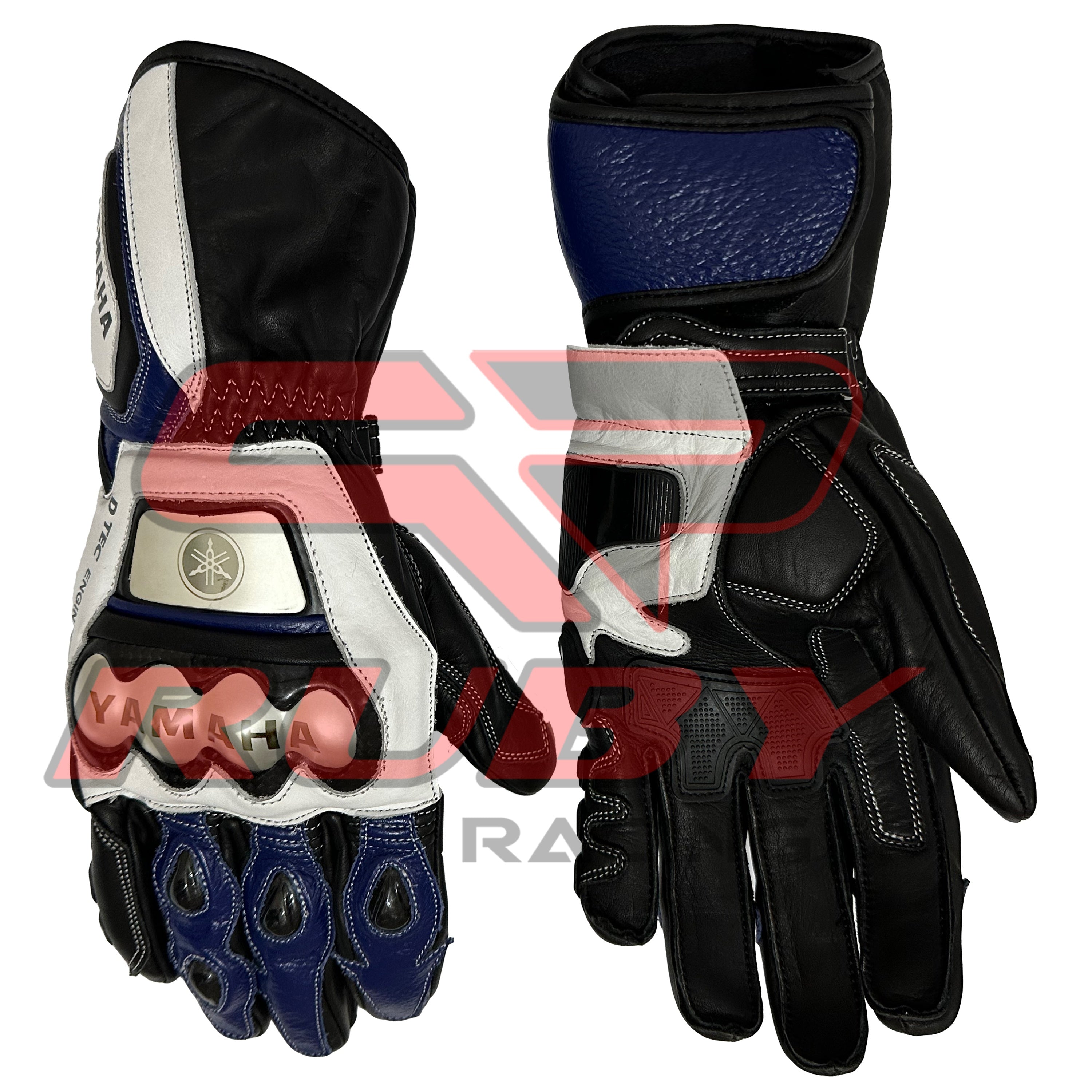 Ruby Racing Yamaha Men Motorcycle Leather Racing Gloves